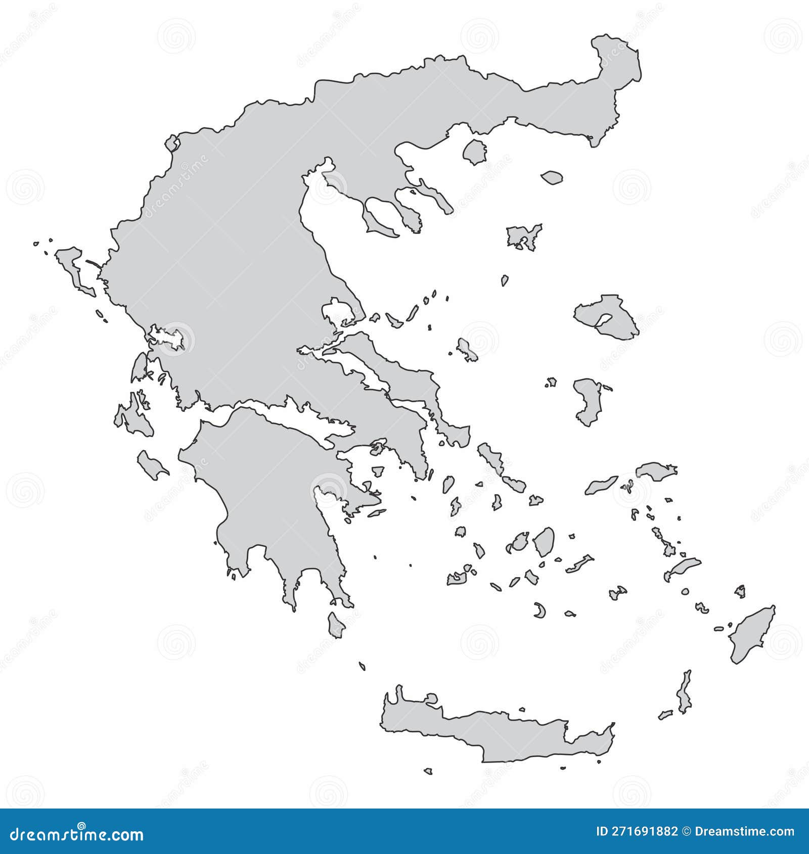 Greece outline map stock vector. Illustration of administrative - 271691882