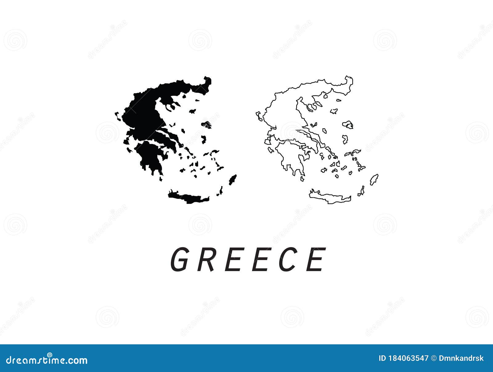 Greece Outline Map National Borders Stock Vector - Illustration of ...