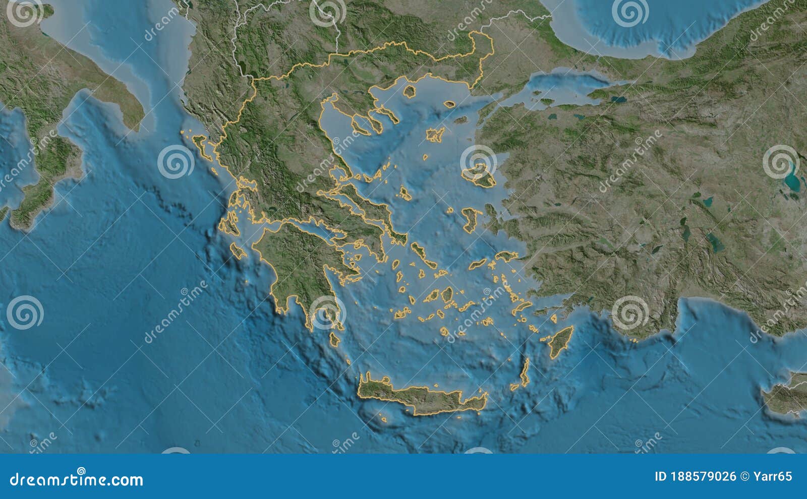 Greece - Overview. Satellite Stock Illustration - Illustration of shape ...