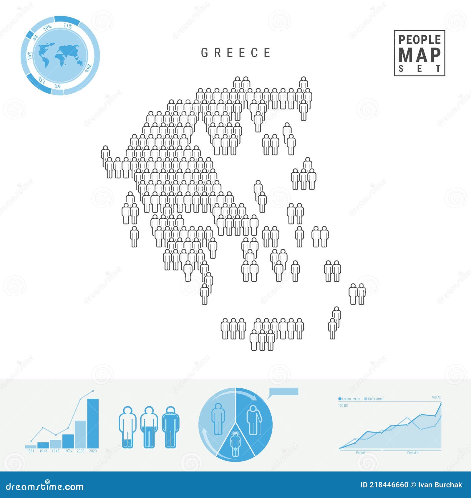 Greece People Icon Map. Stylized Vector Silhouette of Greece ...
