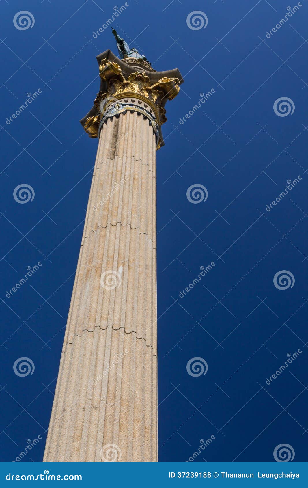 Greece Pillar on Blue Isolated Stock Photo - Image of background, style ...