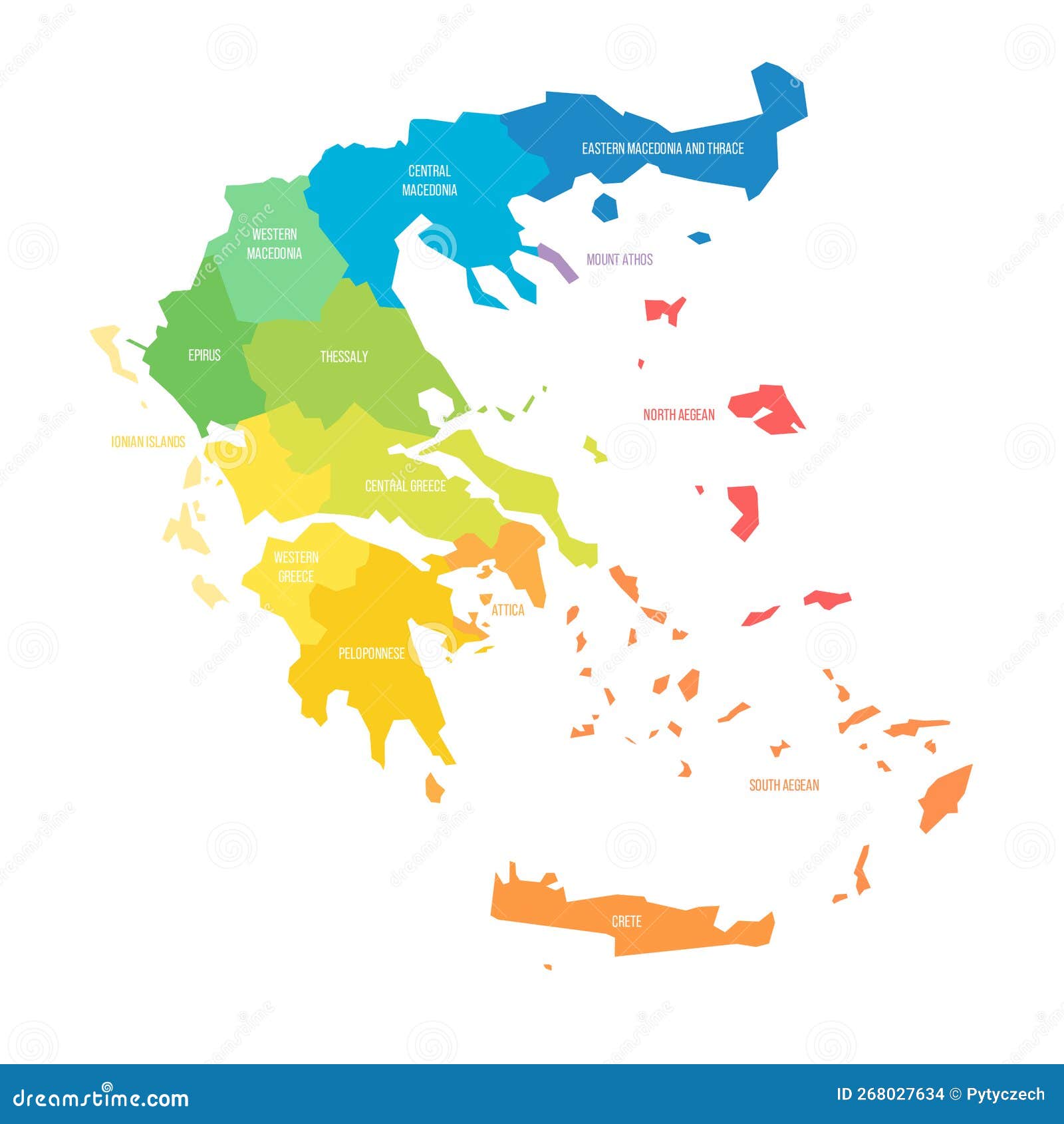 Greece Political Map Of Administrative Divisions Vector Illustration ...