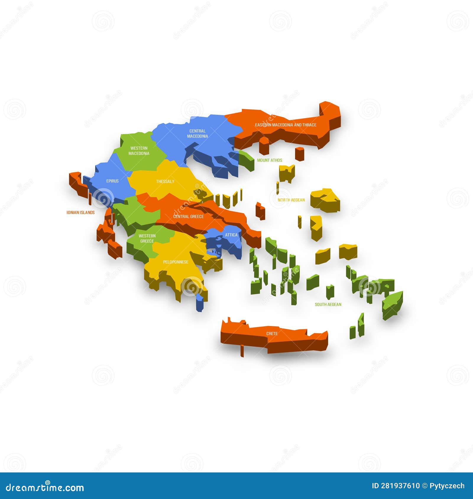 Greece Political Map of Administrative Divisions Stock Vector ...