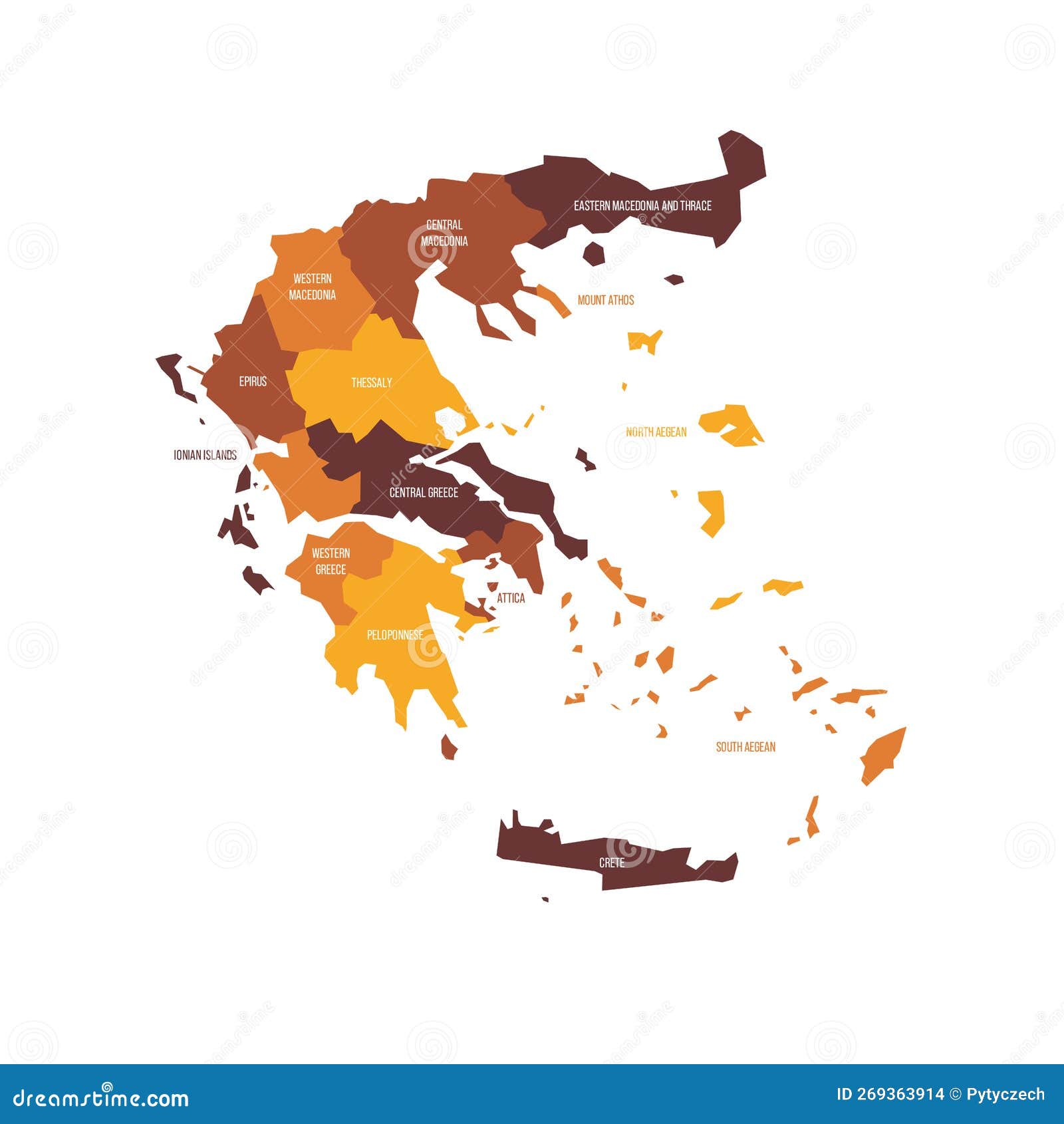 Greece Political Map of Administrative Divisions Stock Vector ...