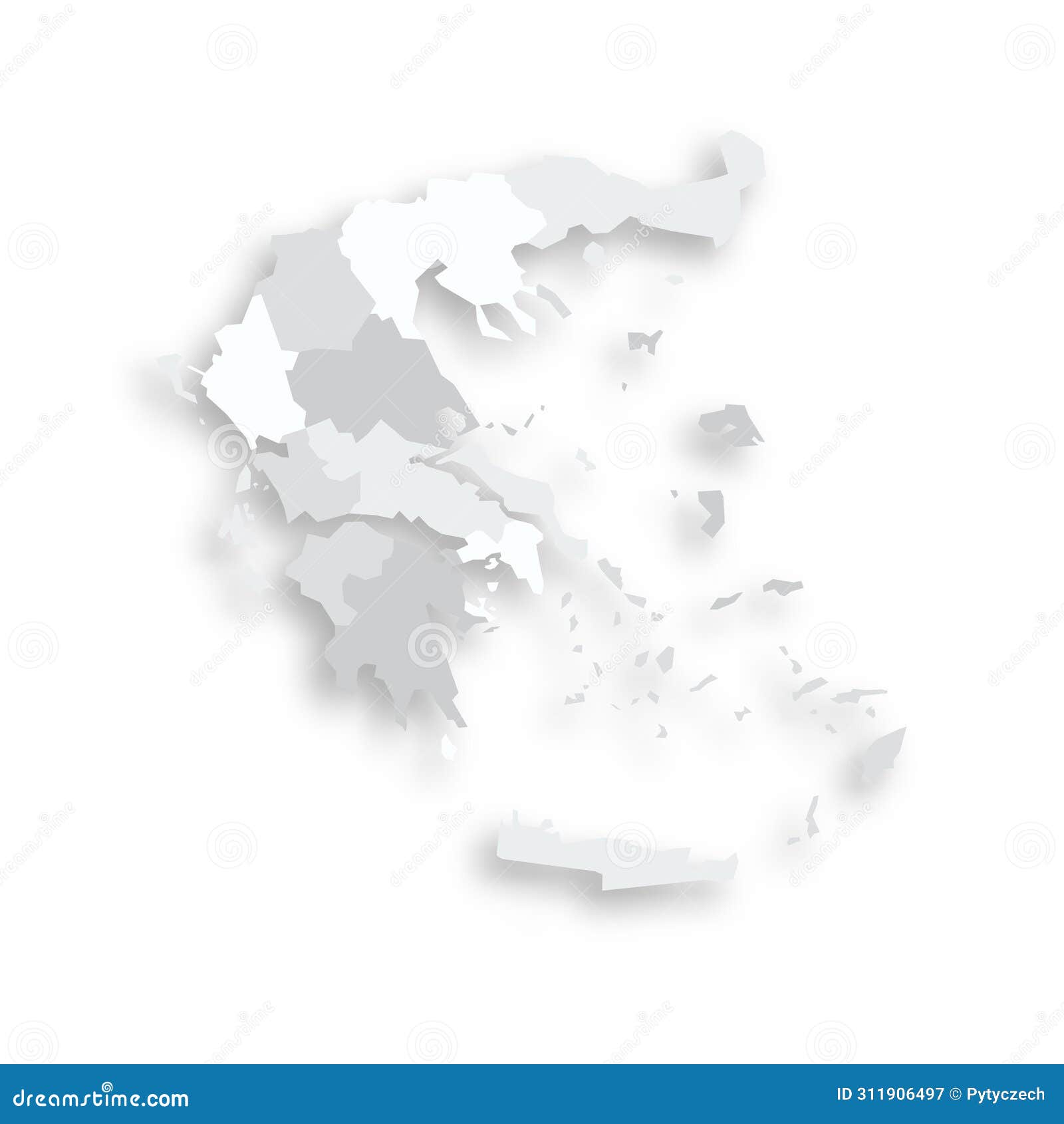 Greece Political Map of Administrative Divisions Stock Vector ...