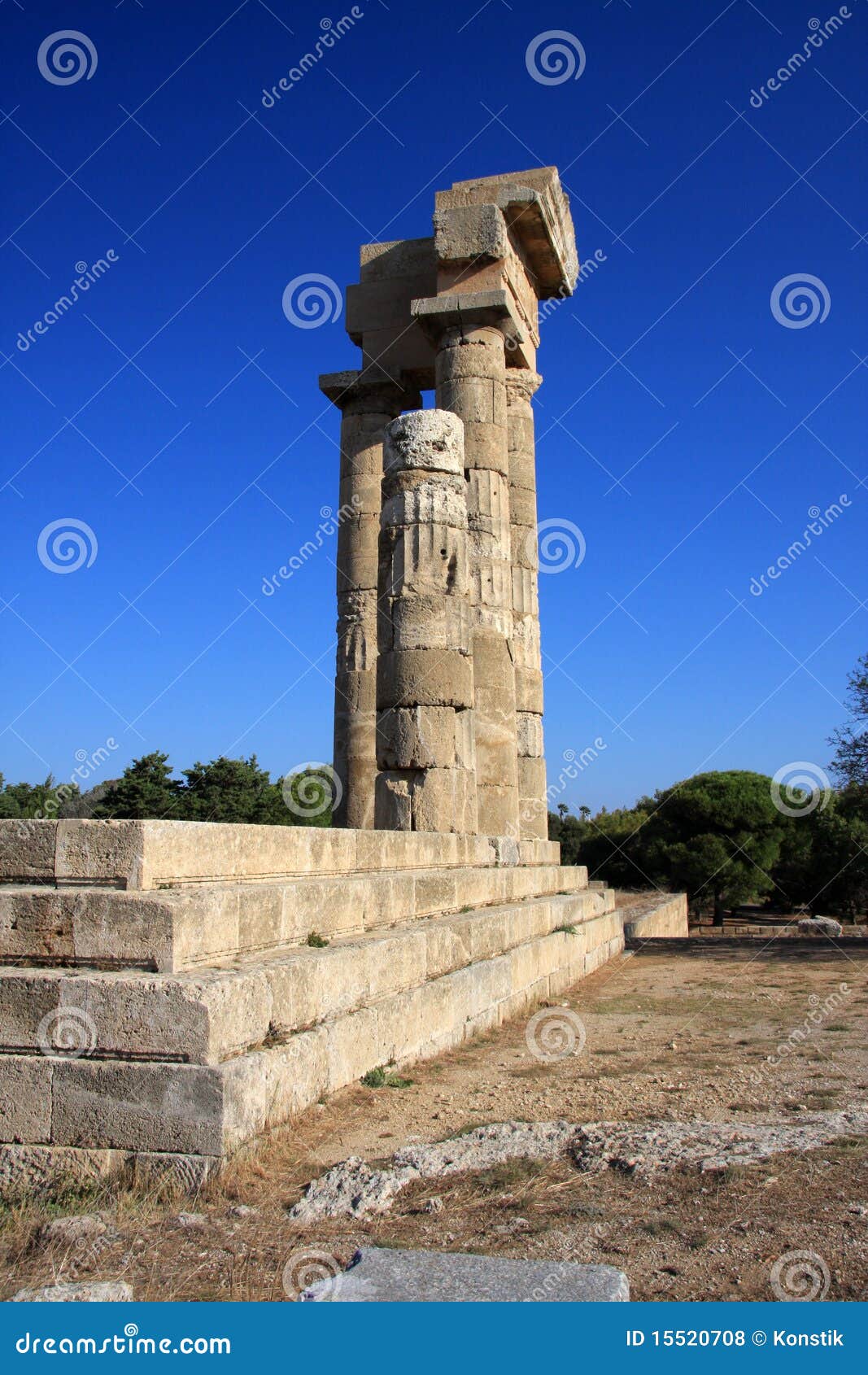Greece, Rhodes, Acropolis, Temple Ruins Stock Photo - Image of summer ...