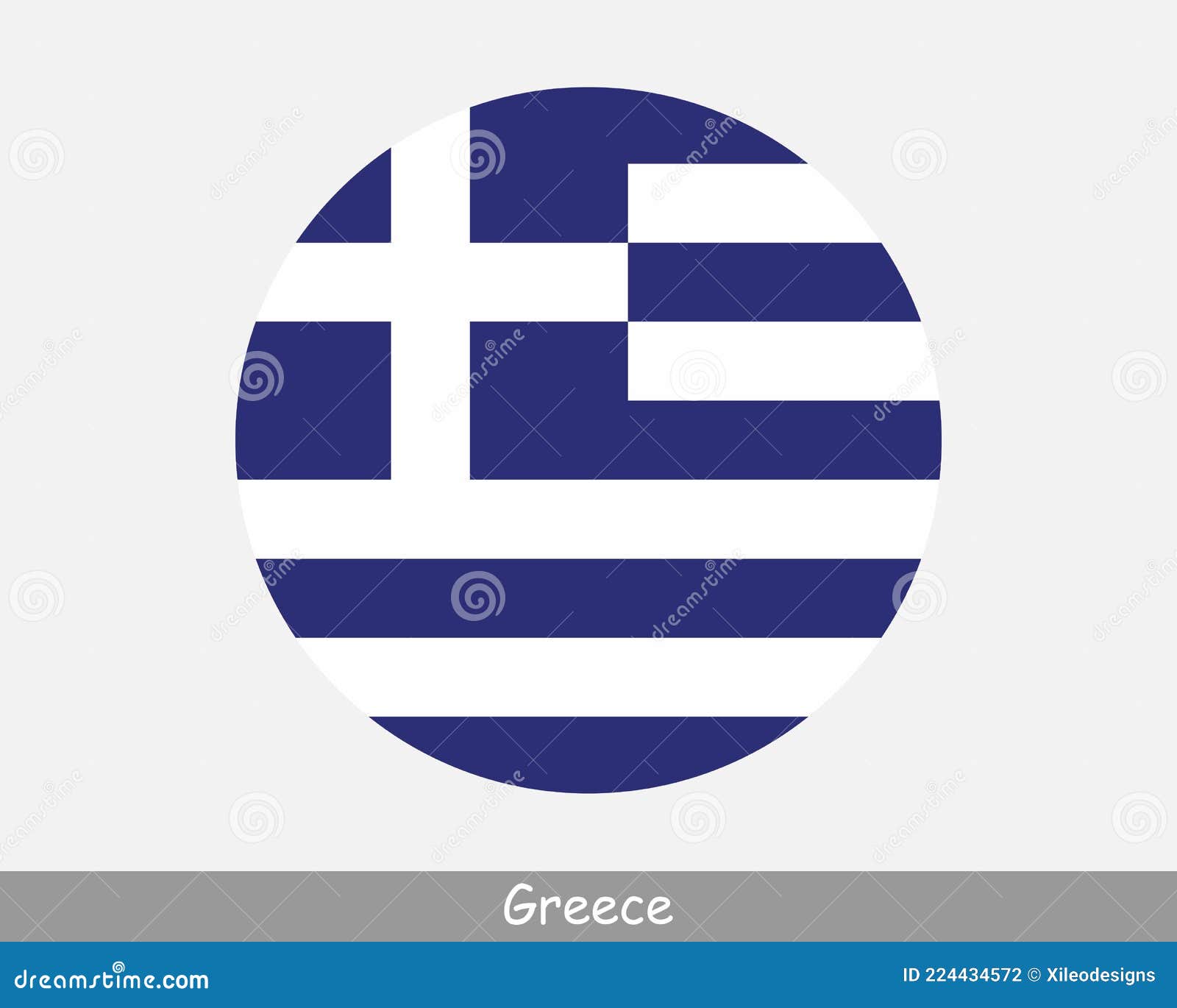 Greece Round Circle Flag. Greek Circular Button Banner Icon Stock ...