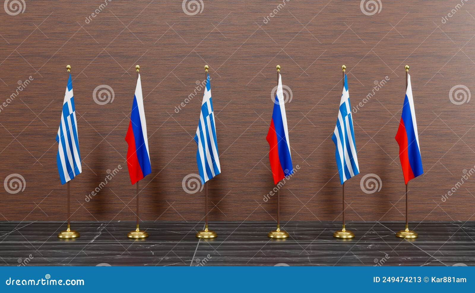 Greece and Russia Flags. Flag Greece and Russia, Summit Concept, 3D ...