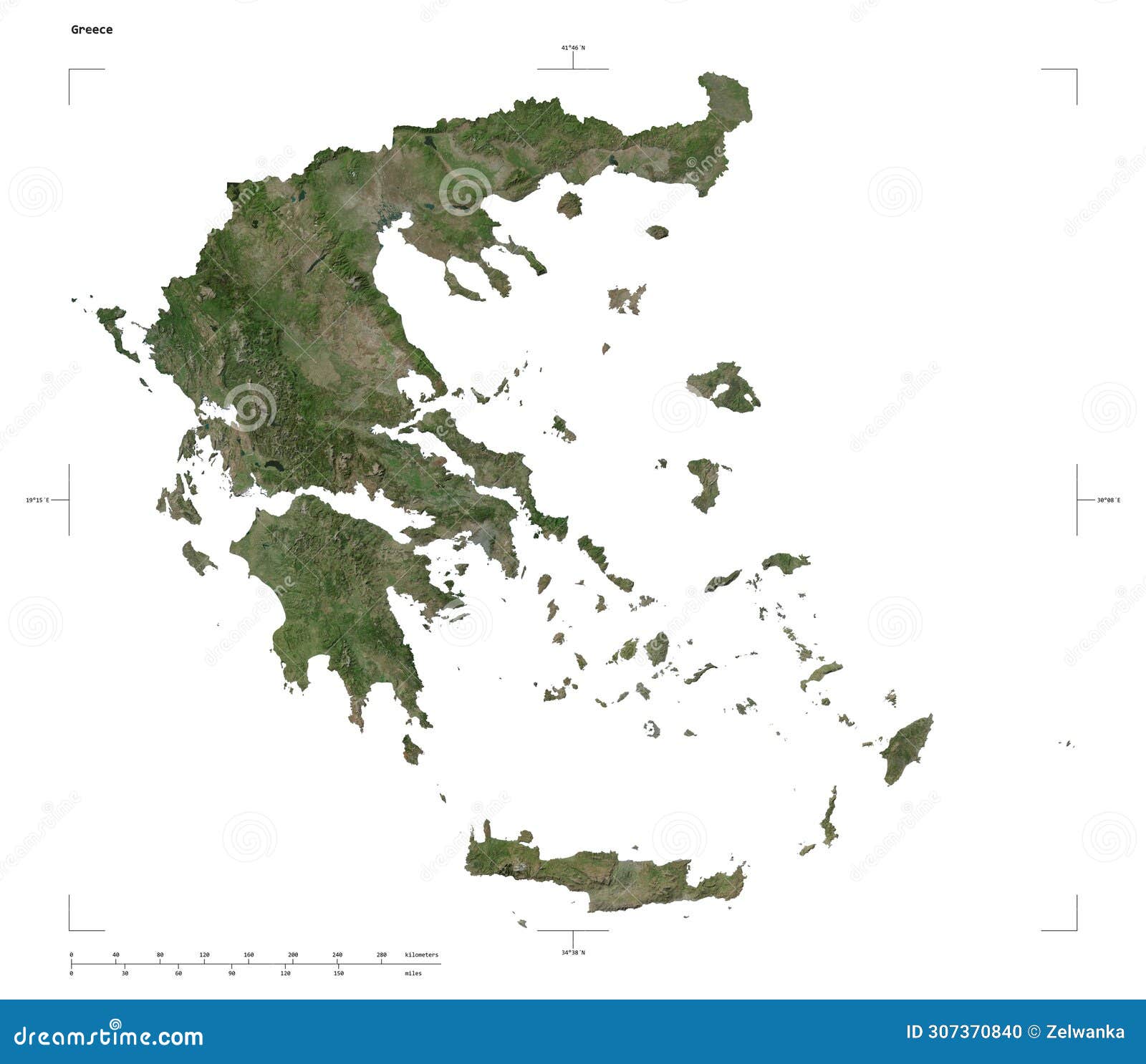 Greece Shape on White. High-res Satellite Stock Illustration ...