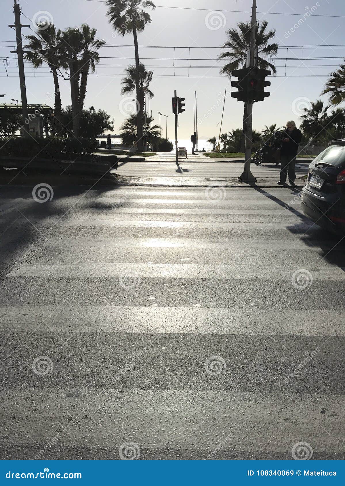 Greece sidewalk beach view editorial stock image. Image of view - 108340069