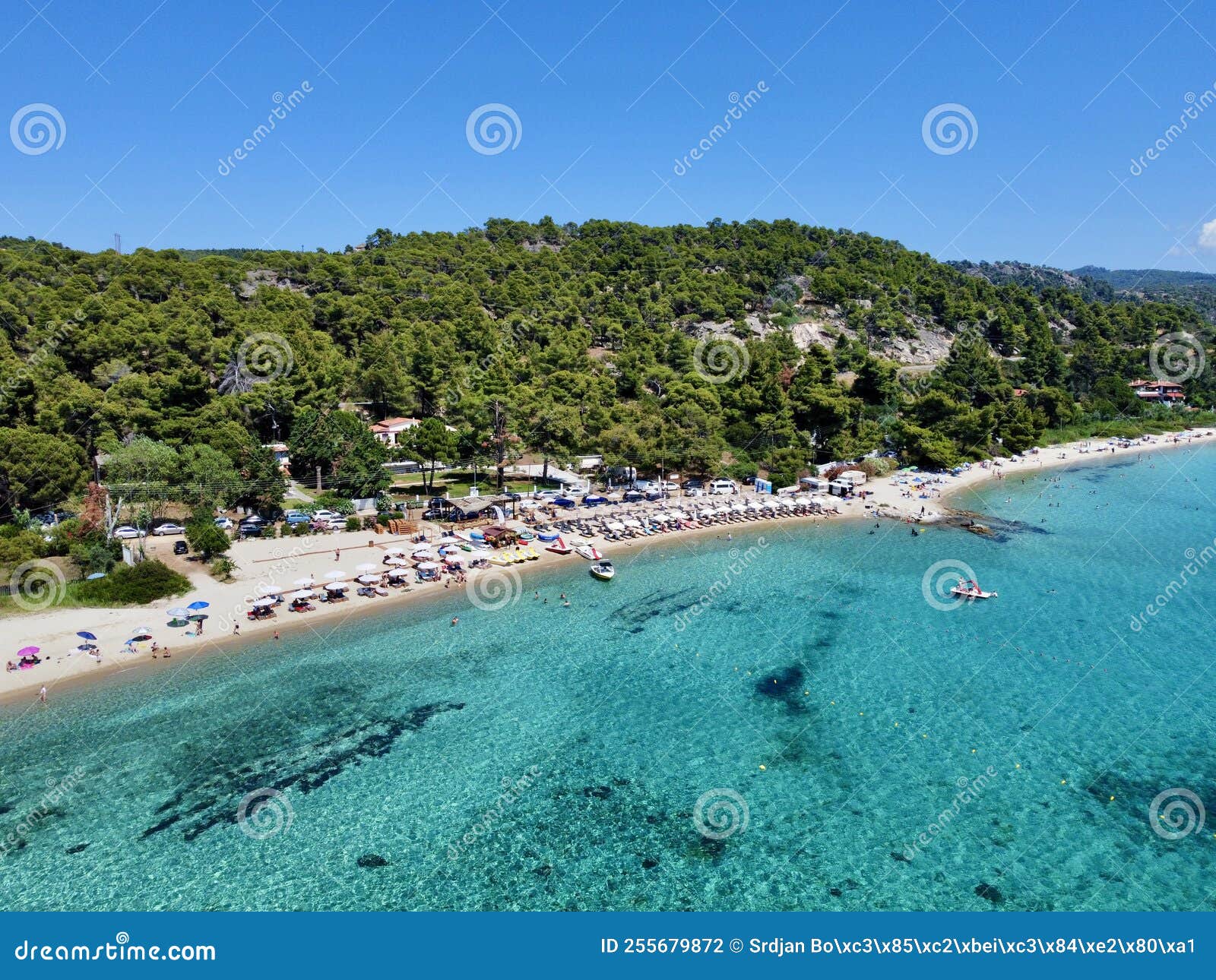 Kalogria beach stock photo. Image of sithonia, horizon - 255679872