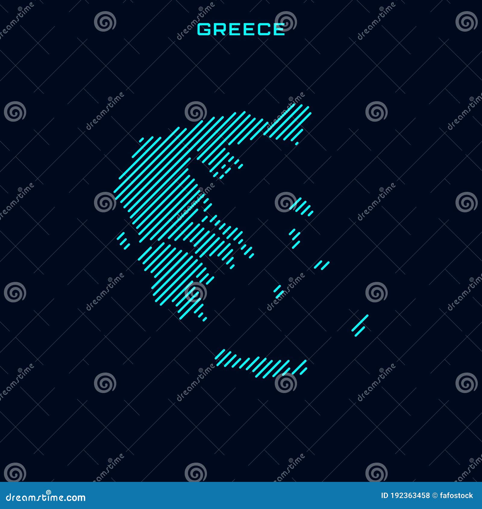 Greece Striped Map Vector Design Template with Blue Background. Stock ...