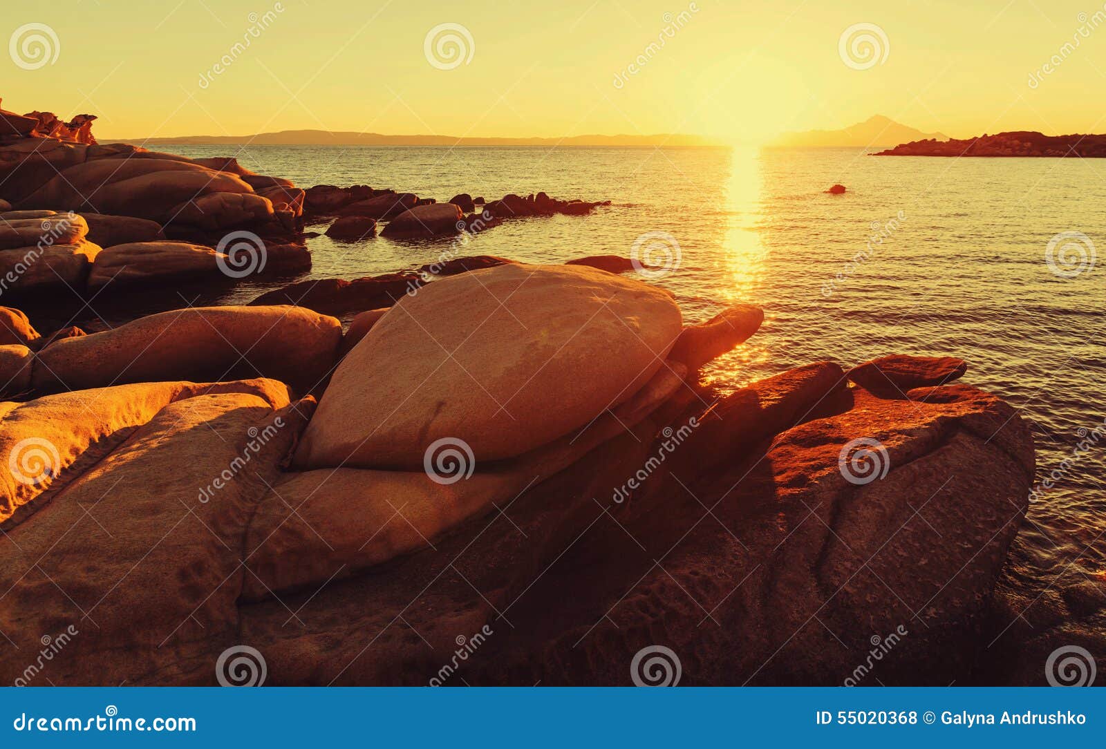 Greece sunset stock photo. Image of ocean, ionian, orange - 55020368