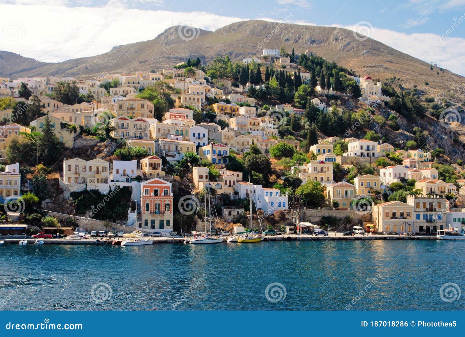 Greece, Symi Island, View of the Town of Symi Stock Photo - Image of ...
