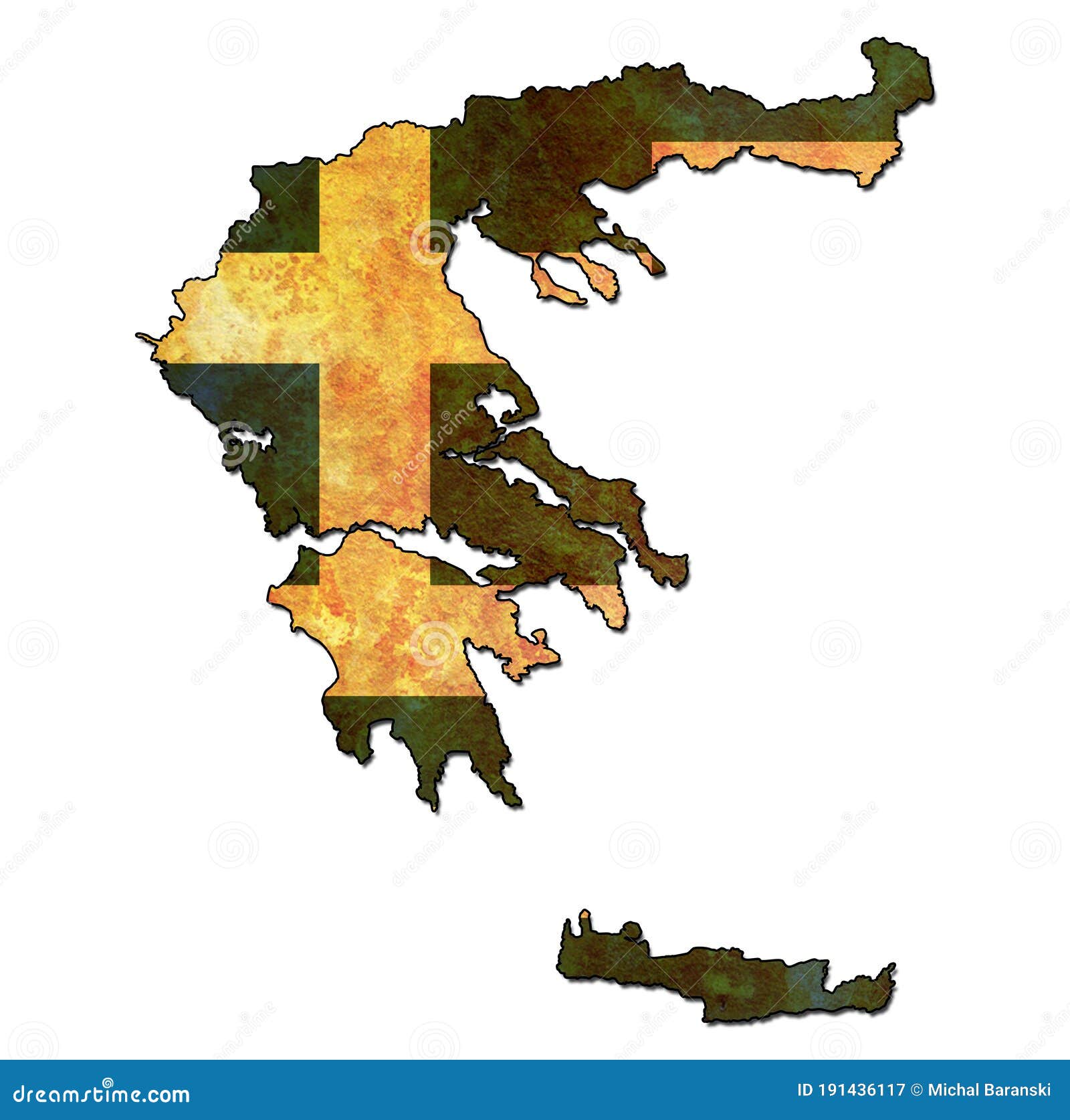 Greece territory with flag stock illustration. Illustration of border ...