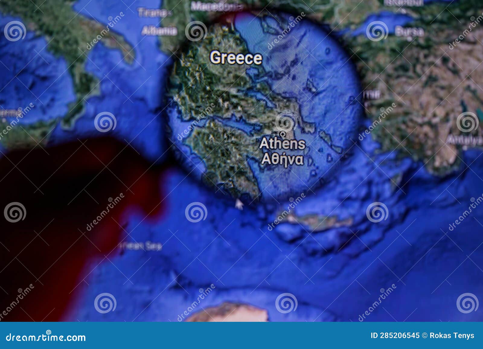 Greece Trough Magnifying Glass on Map Editorial Image - Image of ...