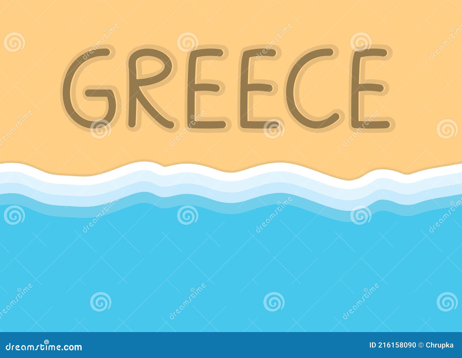 Greece Written on Sandy Beach Stock Vector - Illustration of greek ...