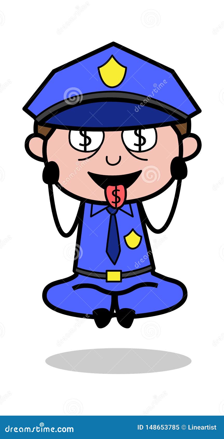 Greed of Money - Retro Cop Policeman Vector Illustration Stock ...