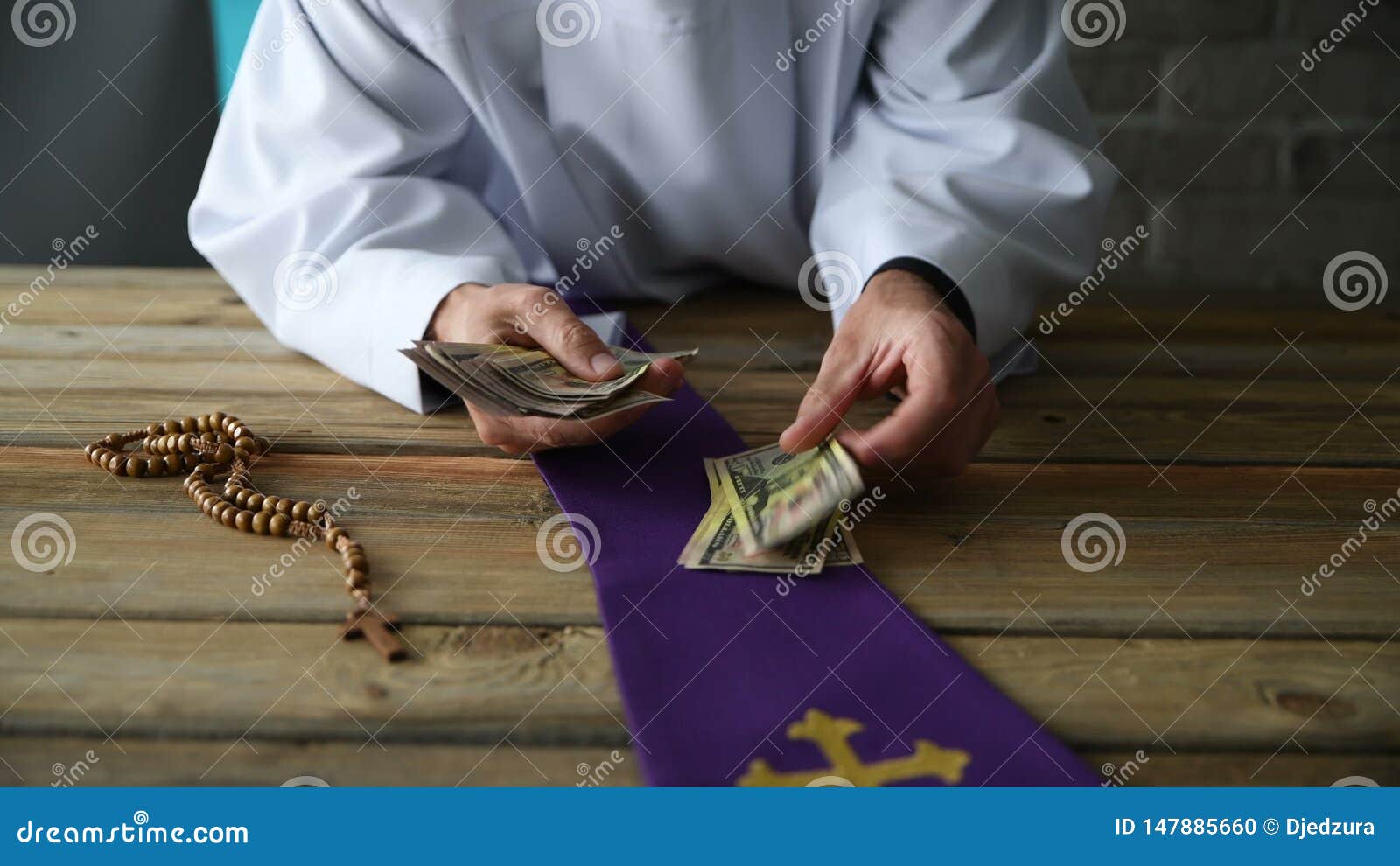 Catholic Priest Counting Money Stock Footage - Video of christian ...