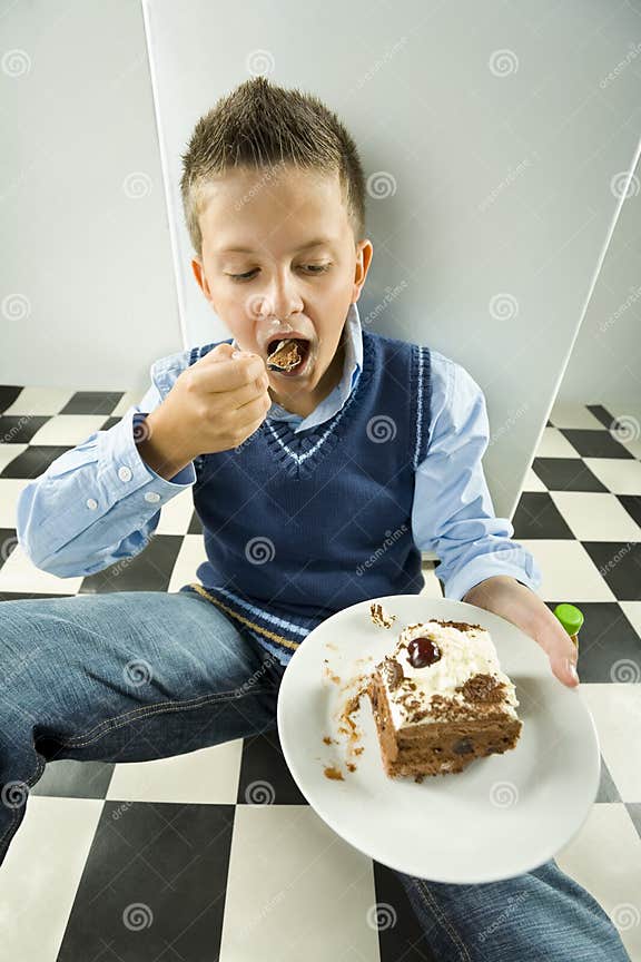 Greedy child stock photo. Image of cake, enjoy, happy - 3302282