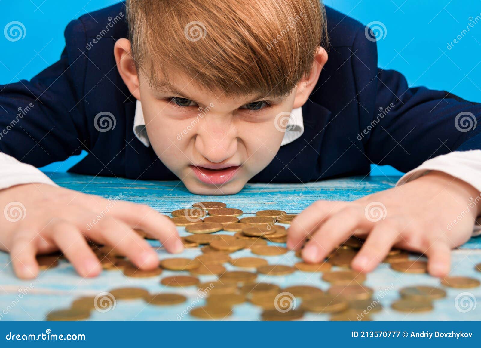 Greedy Child Boy Look Back Drinking Coffee From Yellow Disposable Cup ...