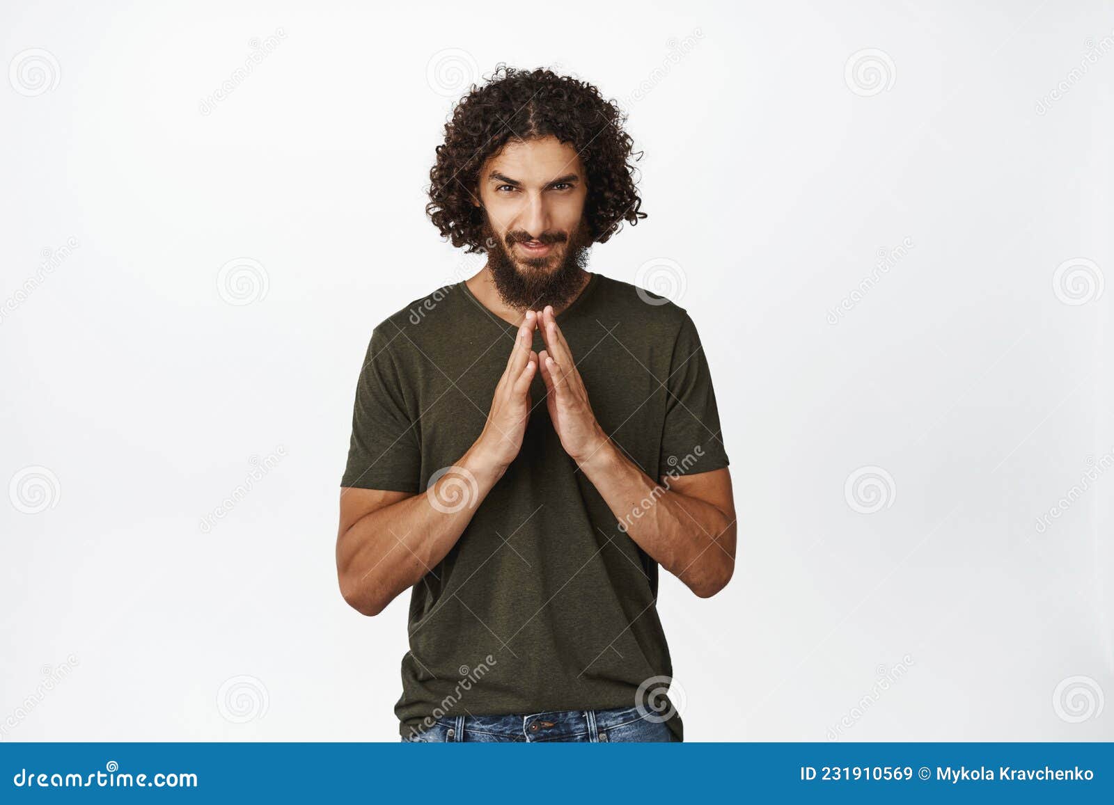 Greedy and Devious Middle Eastern Man Scheming Plan, Steeple Fingers ...