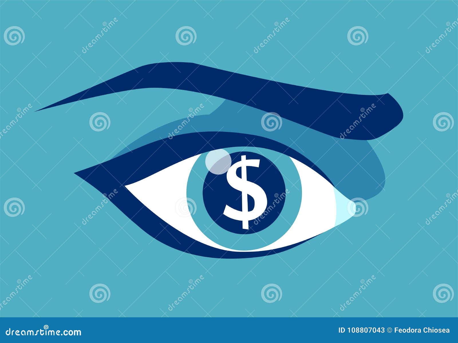 Greedy Eye with Dollar Sign in Pupil. Stock Illustration - Illustration ...