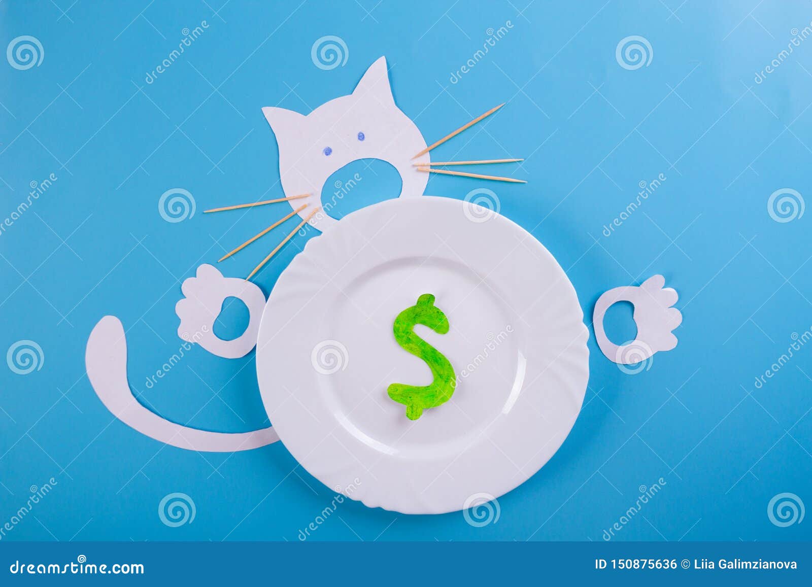 Greedy funny cat stock photo. Image of blue, money, business - 150875636