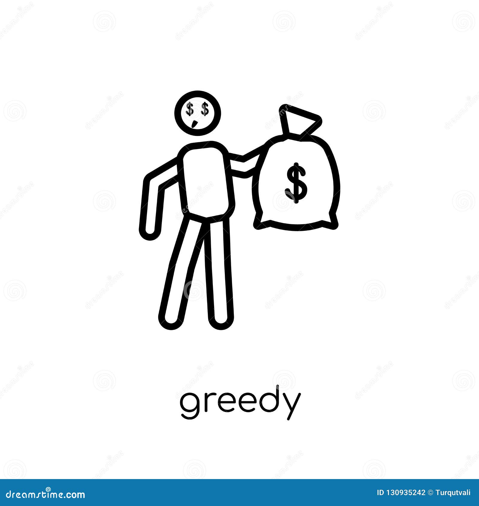 Greedy Linear Icon. Modern Outline Greedy Logo Concept On White Cartoon ...