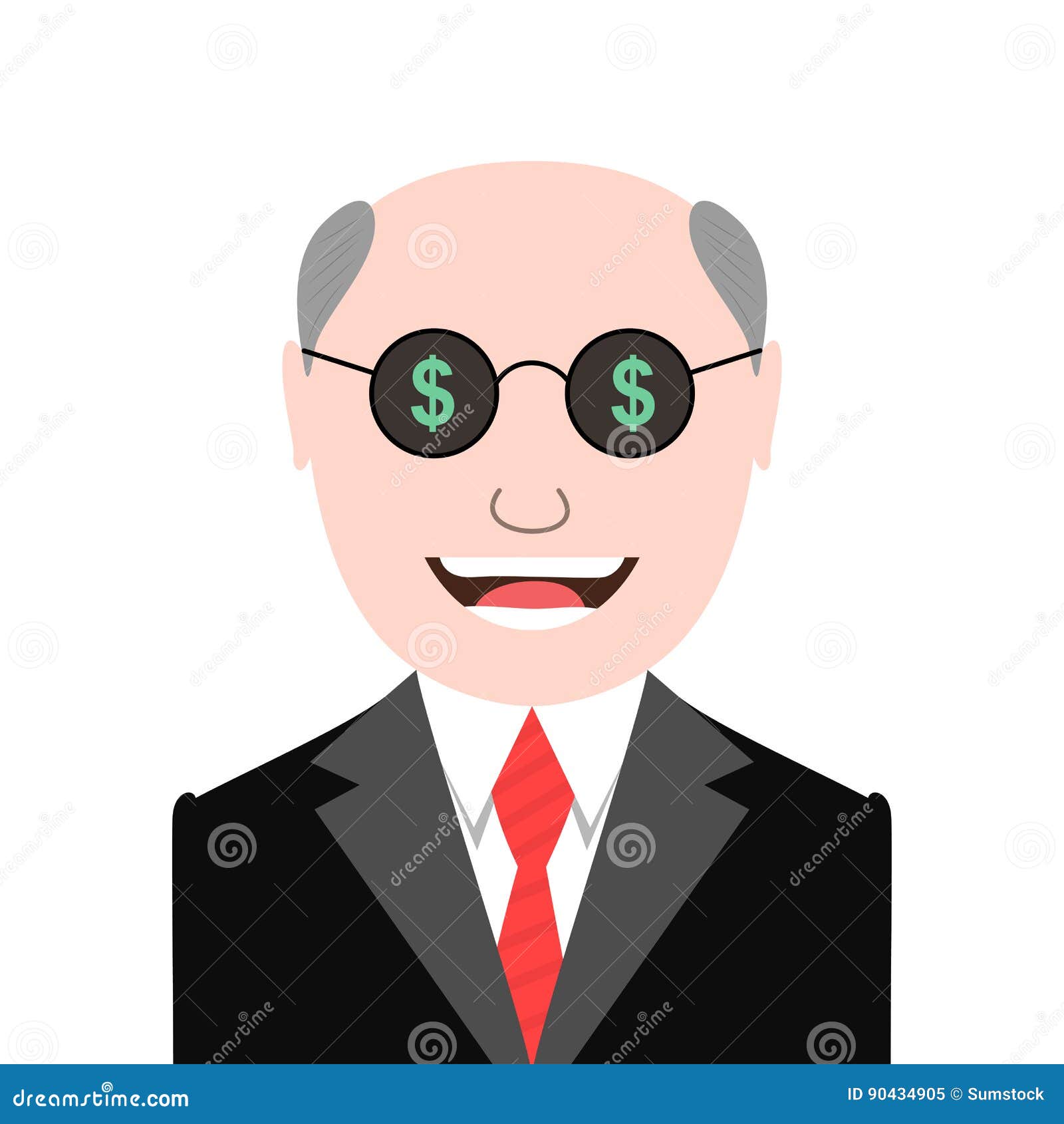 Greedy Man with Dollar Signs Glasses Stock Vector - Illustration of ...