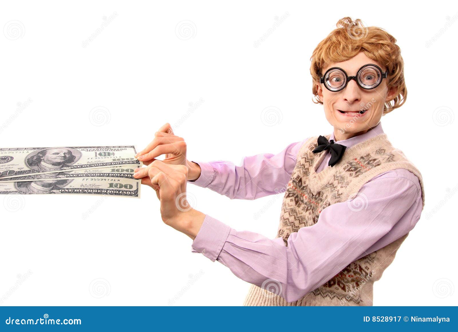 Greedy nerd stock image. Image of bills, happy, determination - 8528917