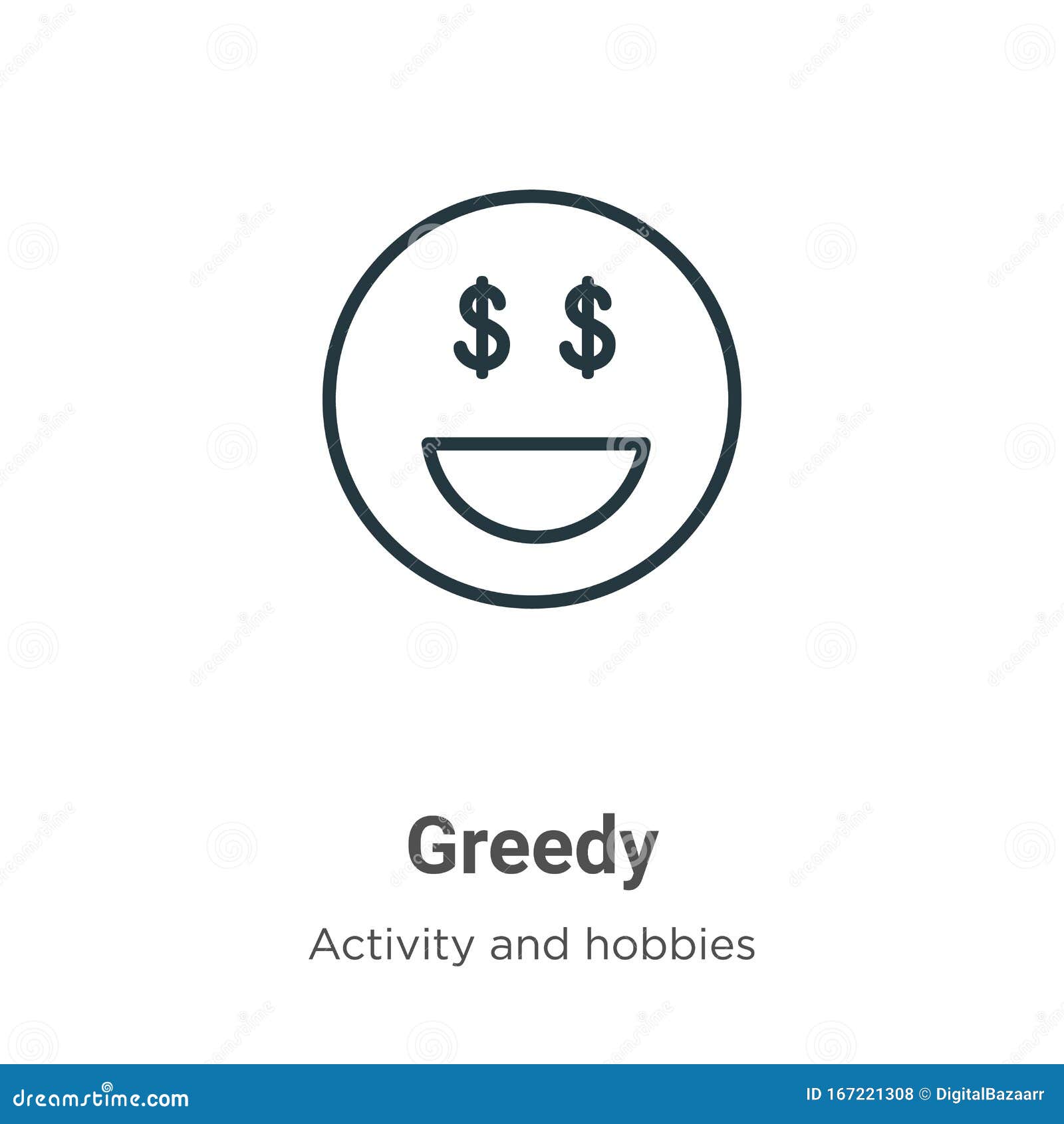 Greedy Outline Vector Icon. Thin Line Black Greedy Icon, Flat Vector ...