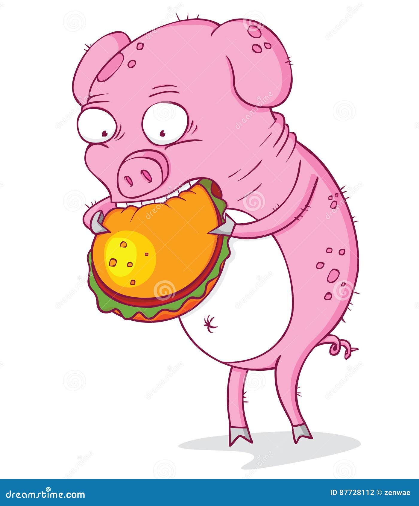 The greedy pig stock vector. Illustration of hungry, food - 87728112