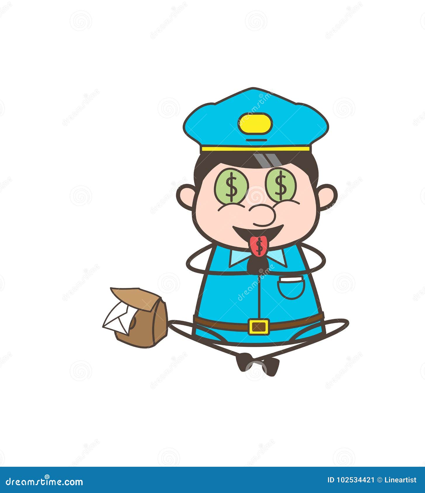 Greedy Postboy Money-Mouth Face Vector Stock Illustration ...
