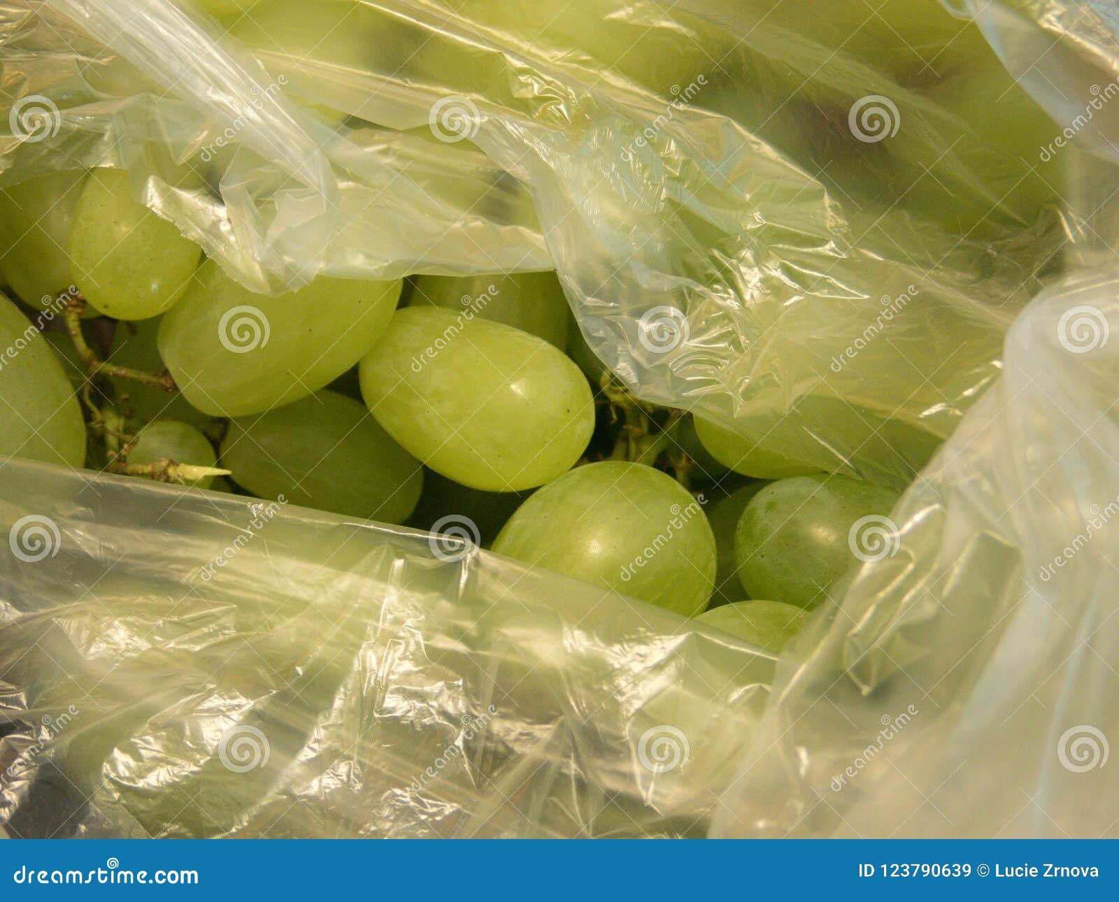 Greeen Grapes Packed in a Plastic Foil Stock Image - Image of kitchen ...