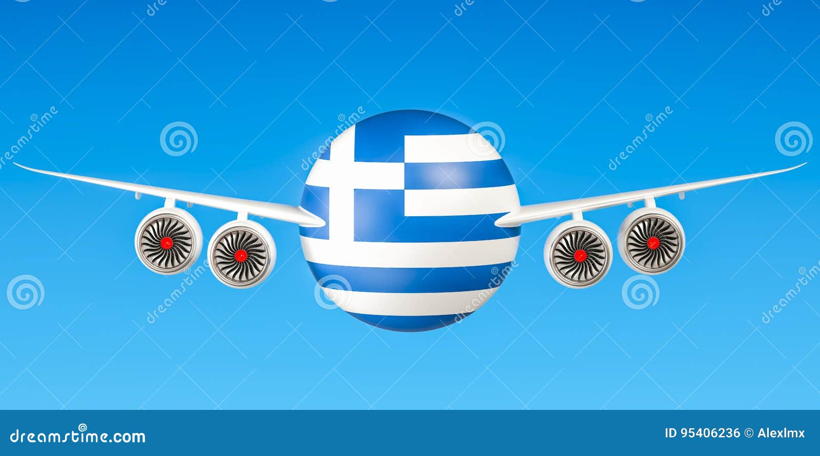 Greek Airlines and Flying`s Concept. 3D Rendering Stock Illustration ...