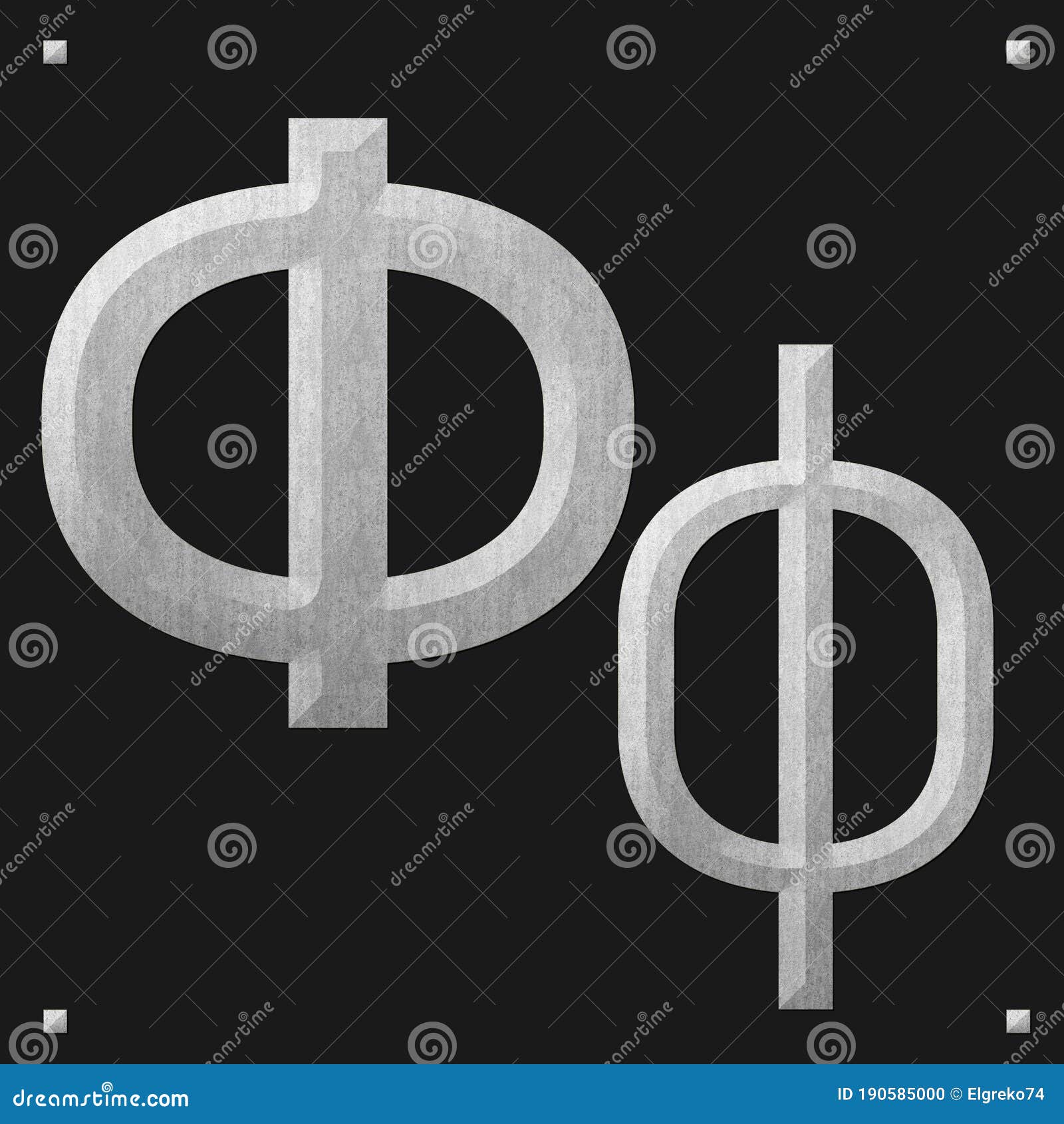 Greek Alphabet Stone Texture, Fi on Dark Background Stock Illustration ...