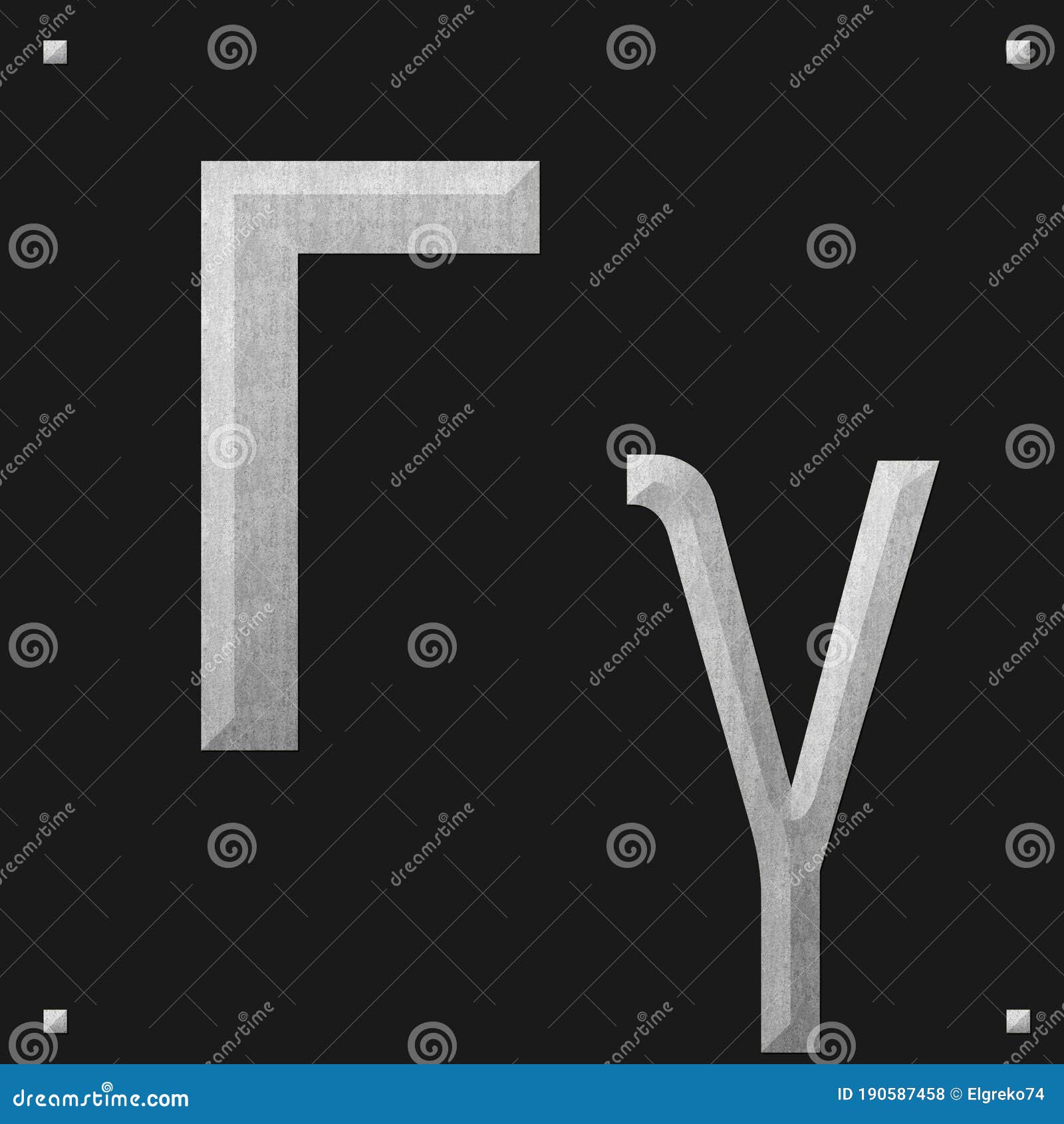 Greek Alphabet Stone Texture, Gamma on Dark Background Stock ...