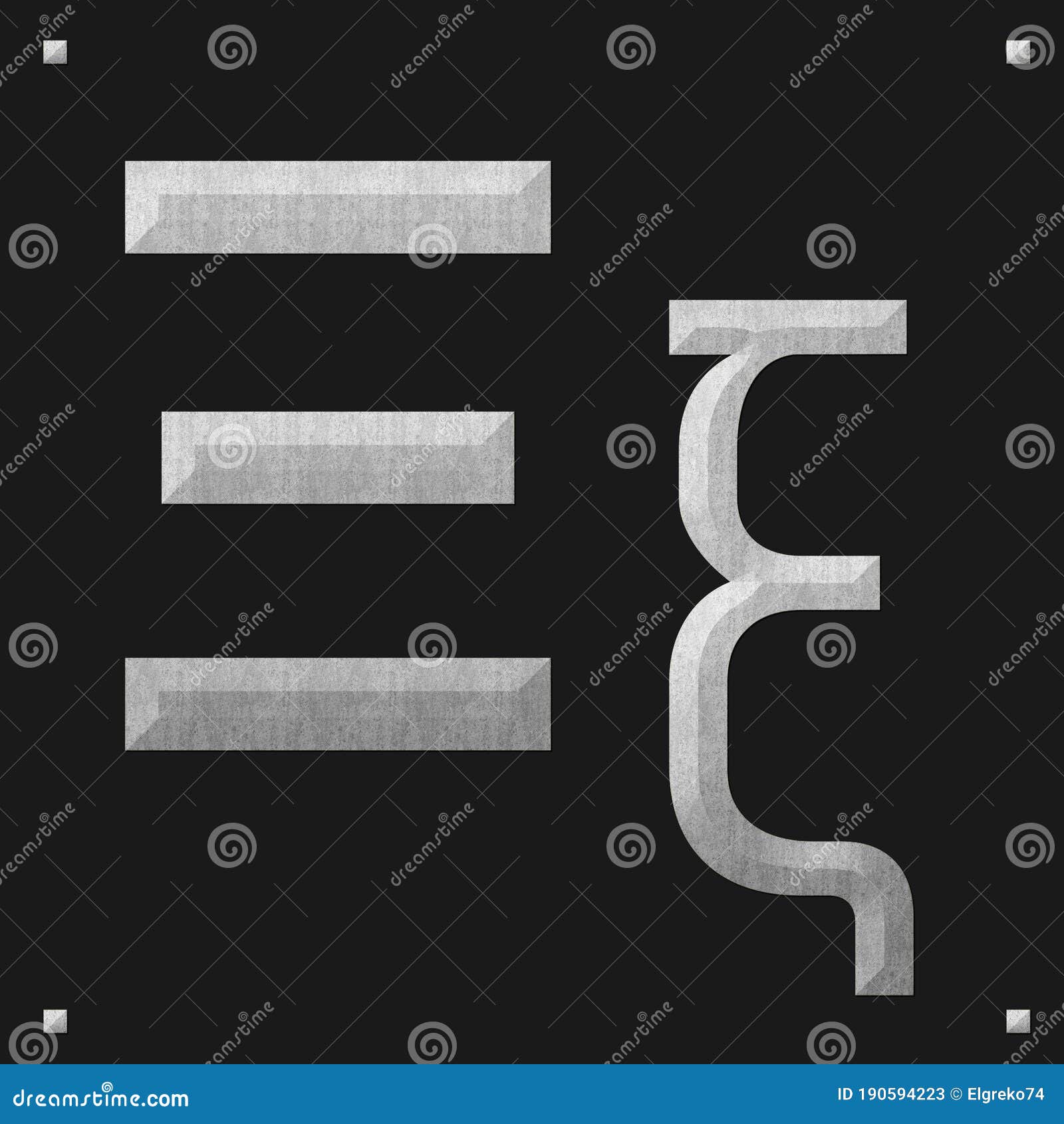 Greek Alphabet Stone Texture, Ksi on Dark Background Stock Illustration ...