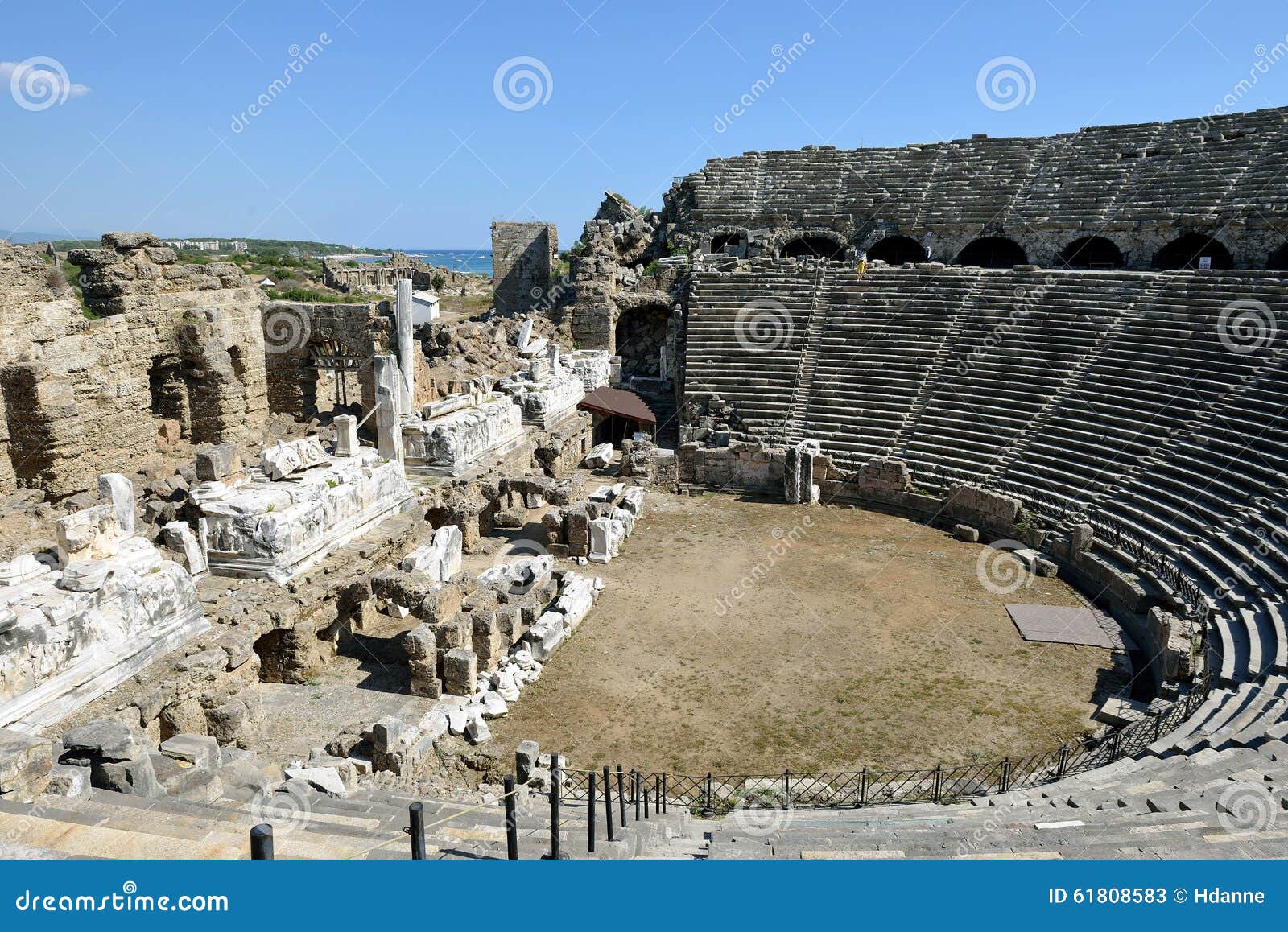 Greek Amphitheater, Side editorial stock photo. Image of turkey - 61808583