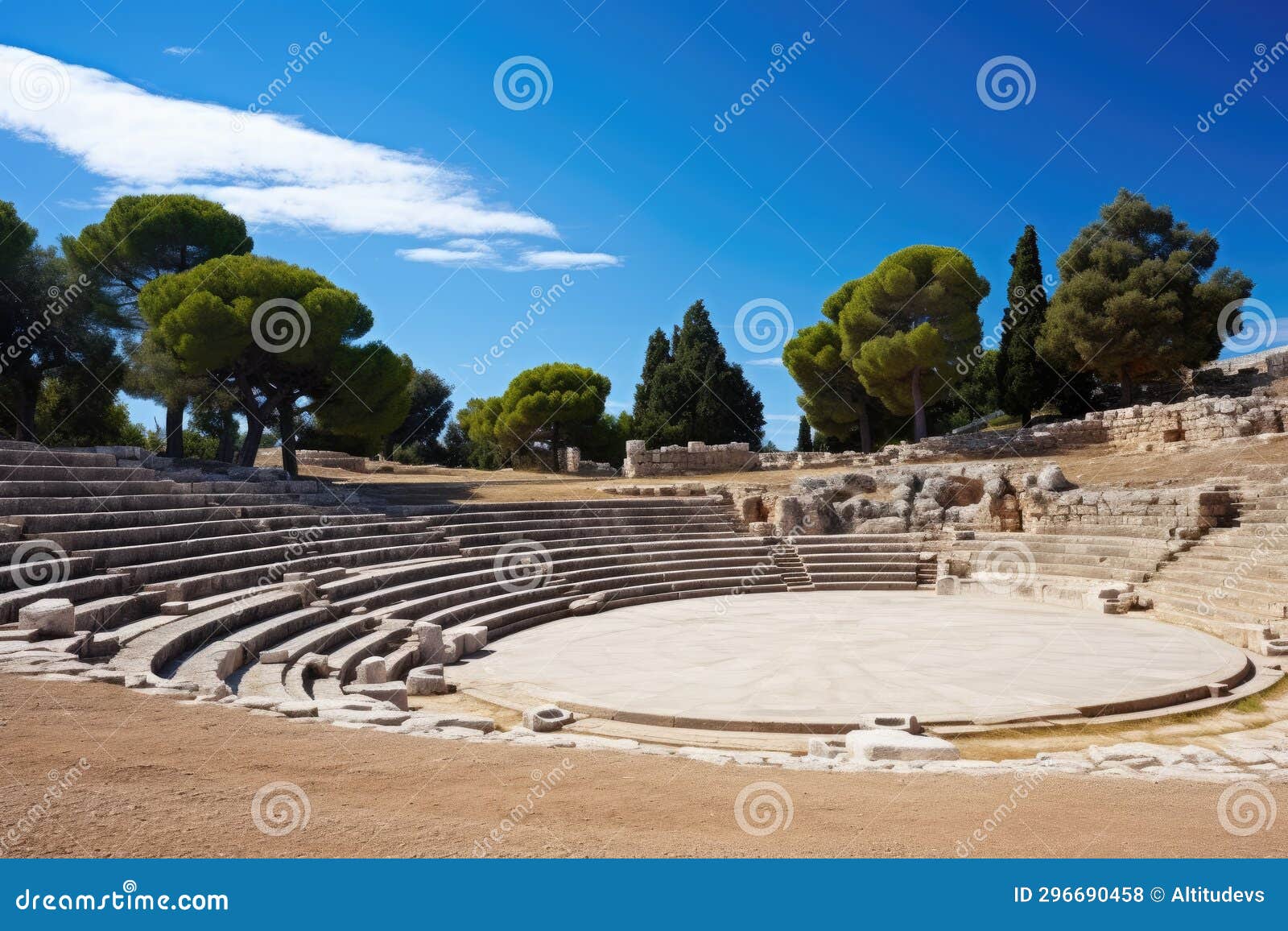 A Greek Amphitheater on a Sunny Day Stock Photo - Image of culture ...