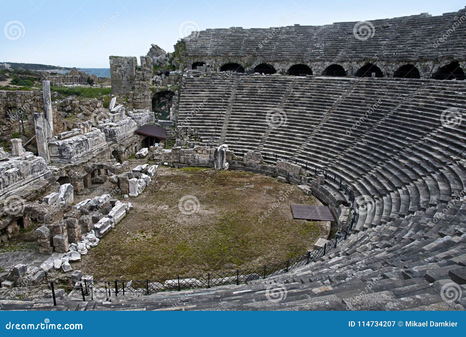 Greek Amphitheatre in Side, Turkey Stock Image - Image of arena ...