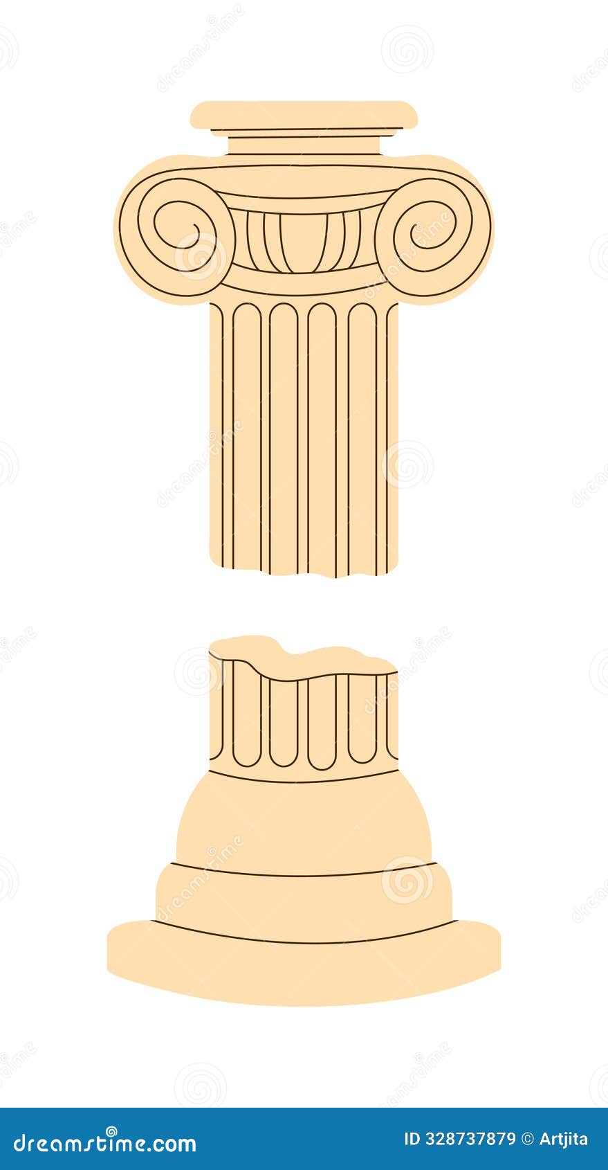 Antique Columns Set Of Tuscan, Doric, Ionic Order. Cartoon Vector ...