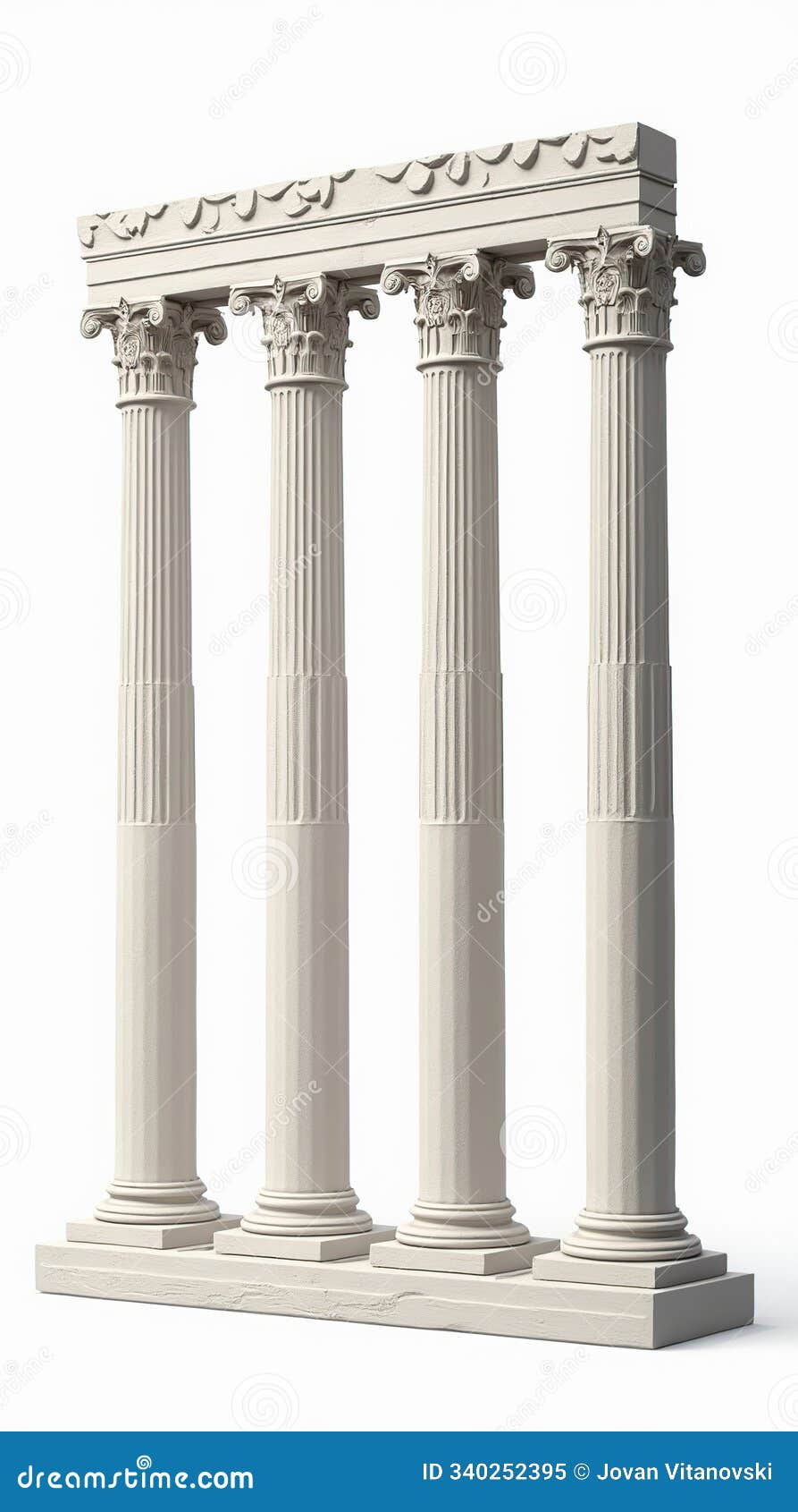 Greek Architectural Columns on White Background Highlighting Classical ...