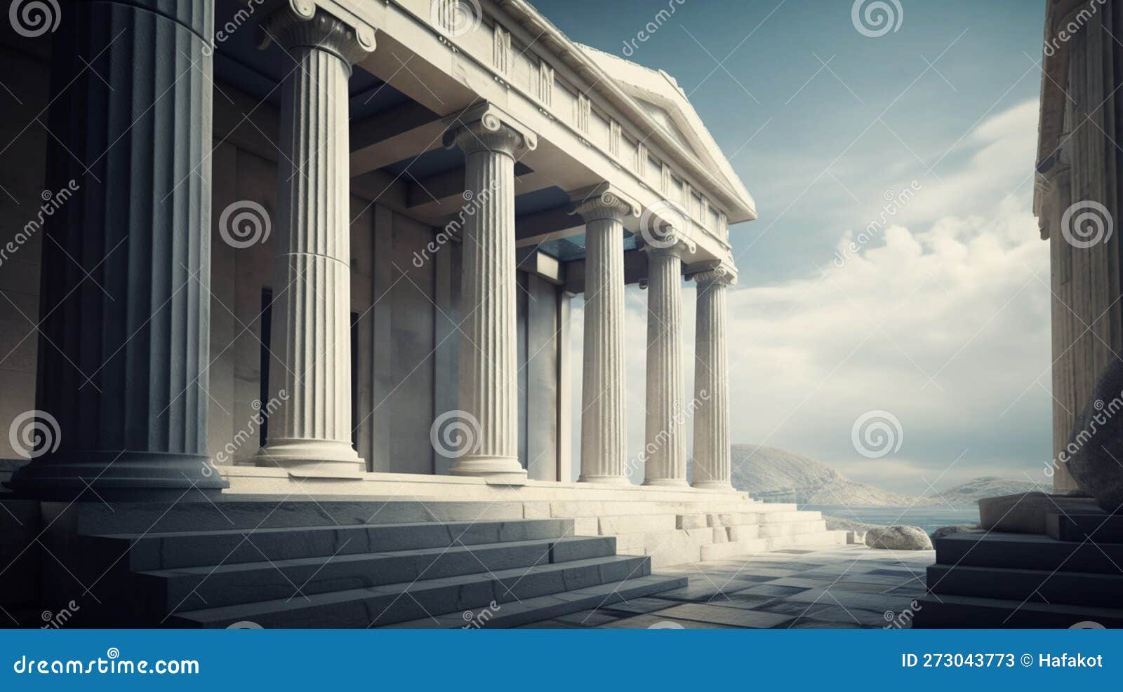 Greek Architecture in Greece 3d Render Illustration Stock Illustration ...