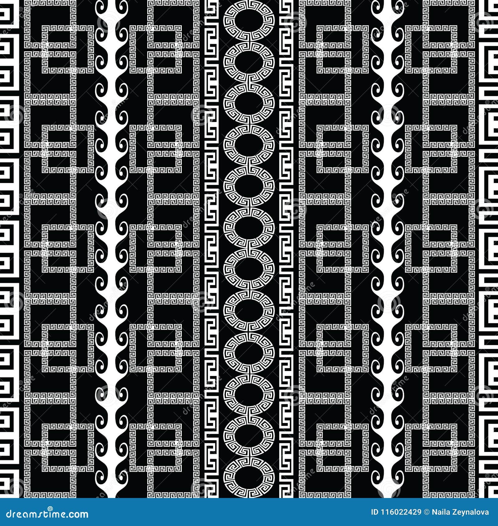 Greek Black and White Geometric Vector Seamless Pattern. Modern Stock ...