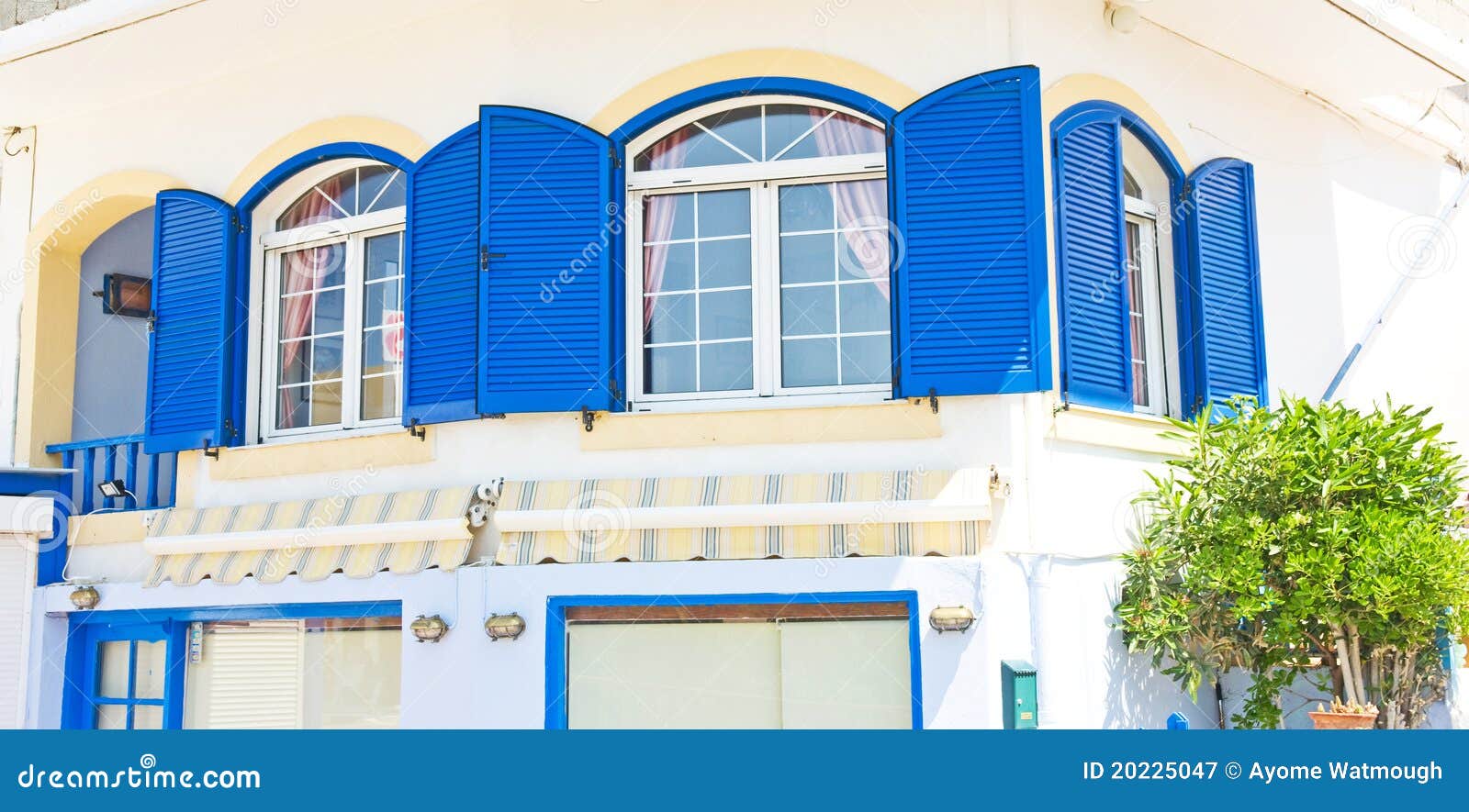 Greek Blue Windows and Shutters. Stock Image - Image of cill, home ...