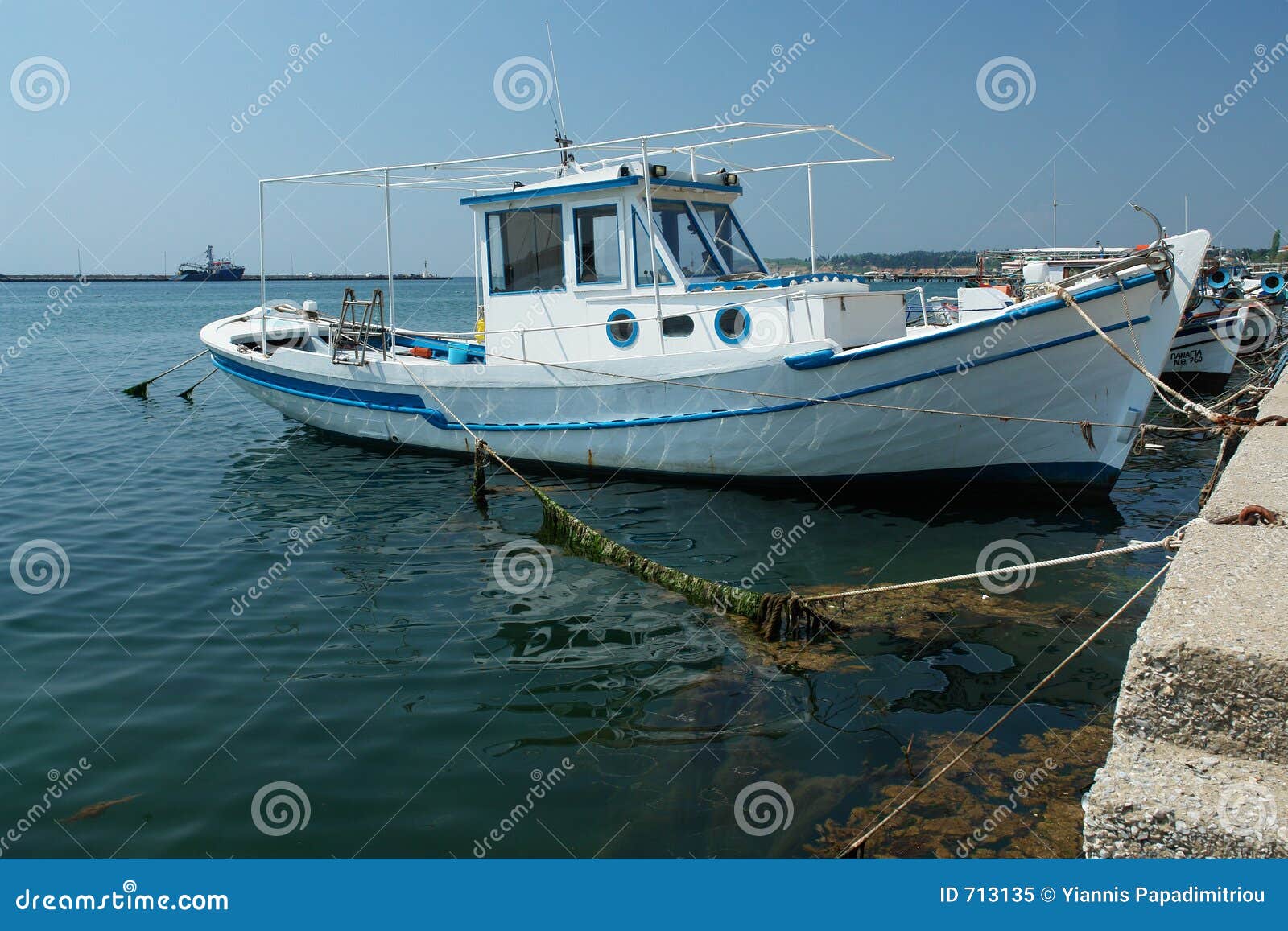 Greek boat stock image. Image of people, silhouettes, fishing - 713135