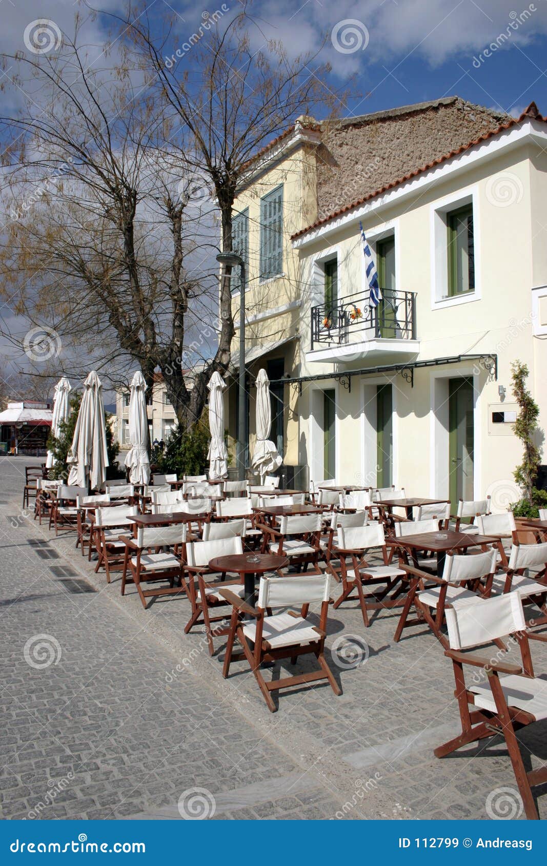 Greek cafe stock image. Image of turist, tables, tree, restaurant - 112799