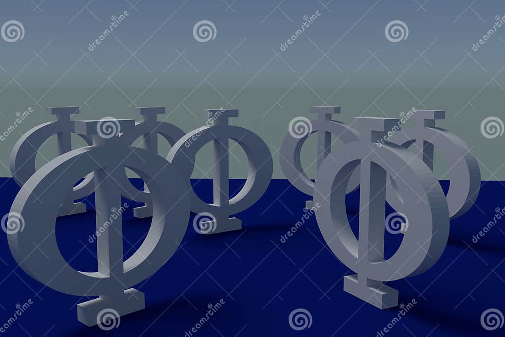 Greek capital PHI letters stock illustration. Illustration of emitting ...